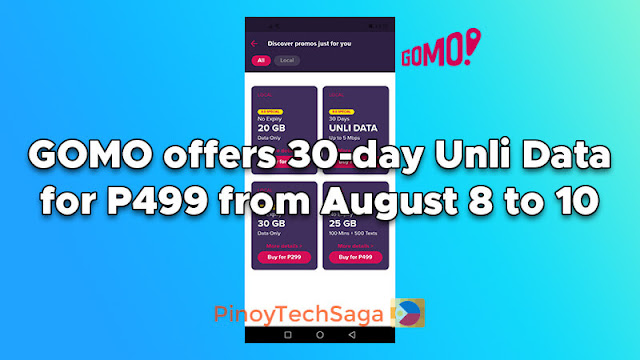 GOMO offers 30-day Unli Data for P499 from August 8 to 10 | PinoyTechSaga