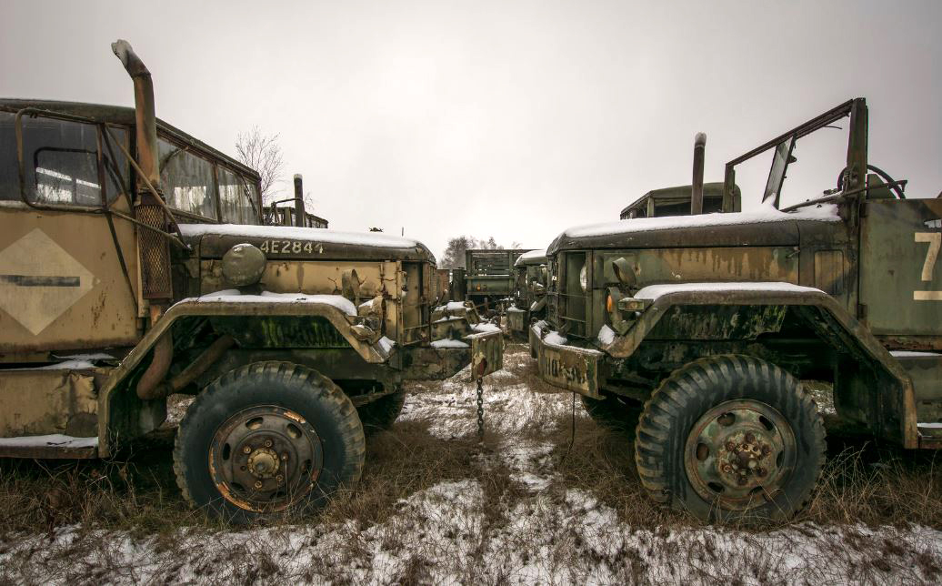 Just A Car Guy: a lot of old abandoned military trucks