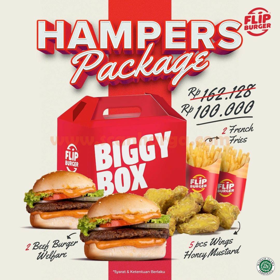 FLIP BURGER Promo HAMPERS PAKET BIGGY BOX harga hanya Rp 100.000 ...