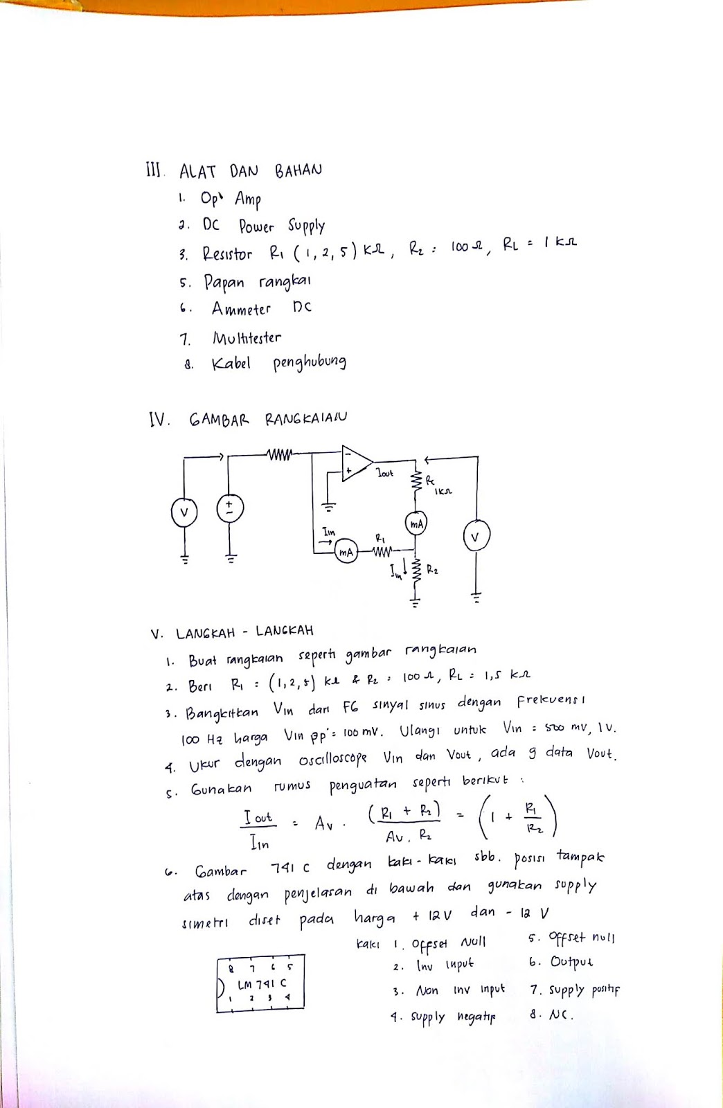 Abah Teknik: Laporan Praktikum Rangkaian Penguat Arus (UB Membalik)