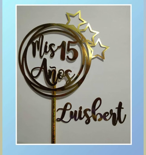 Topper Metalizado Redondo Mis 15 Años Luisbert - Mis Toppers Tus Toppers