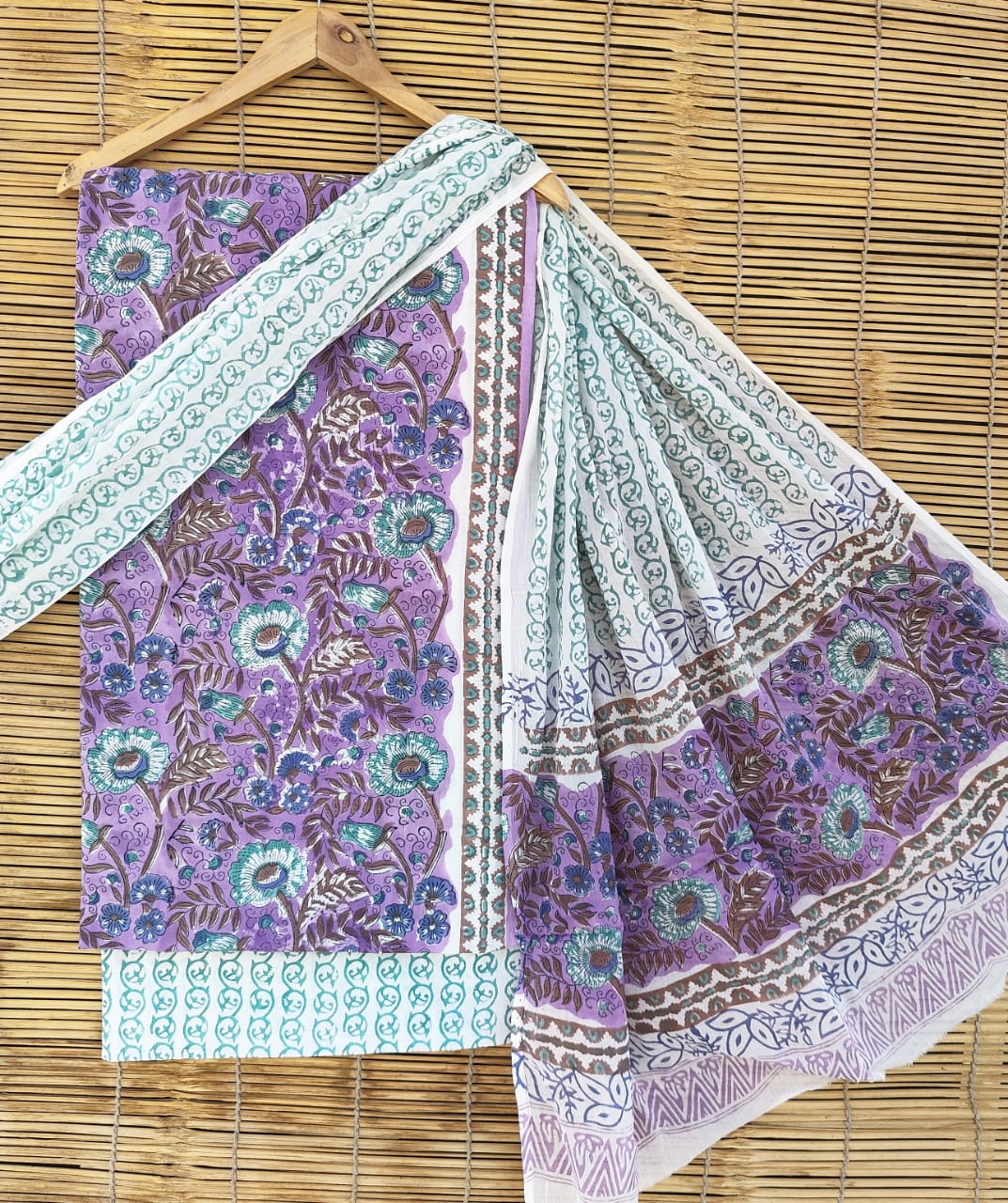 Block print cotton dress materials