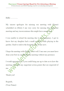 Formal Apology Email for Not Attending a Meeting (Sample)