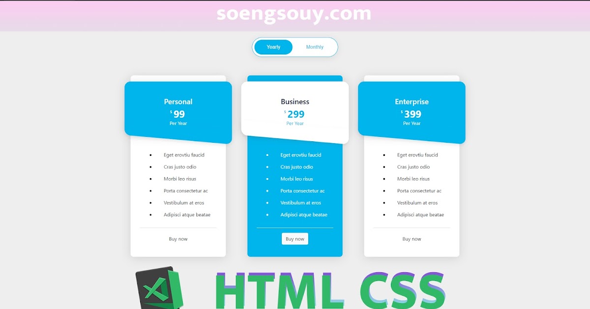 Modern price section using HTM CSS