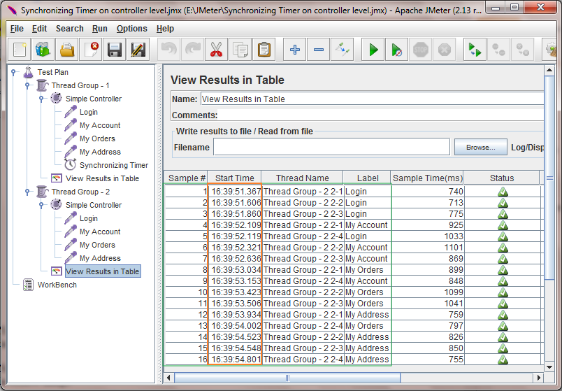Jmeter Using Synchronizing Timer On Controller Level