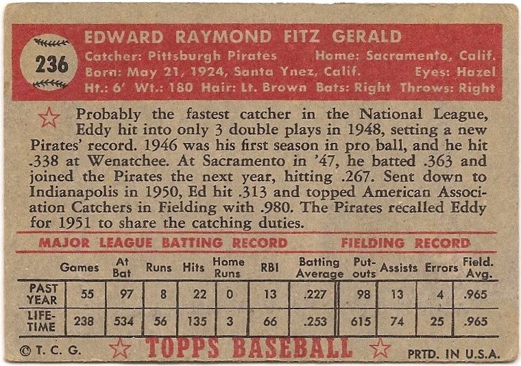 Adventures in 1952 Topps: #236 Ed Fitz Gerald