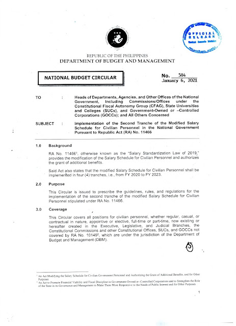 Implementation of the Second Tranche of the Modified Salary Schedule for Civilian Personnel in ...