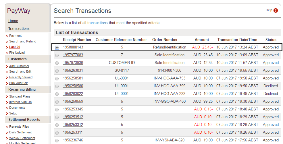 Code Samples: PayWay Rest API