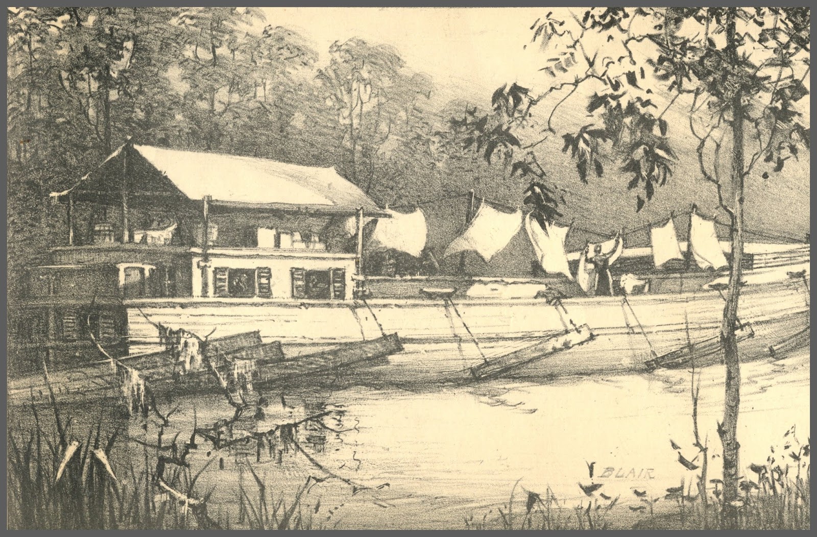 Lock 15 East Drawing Of Canal Boat