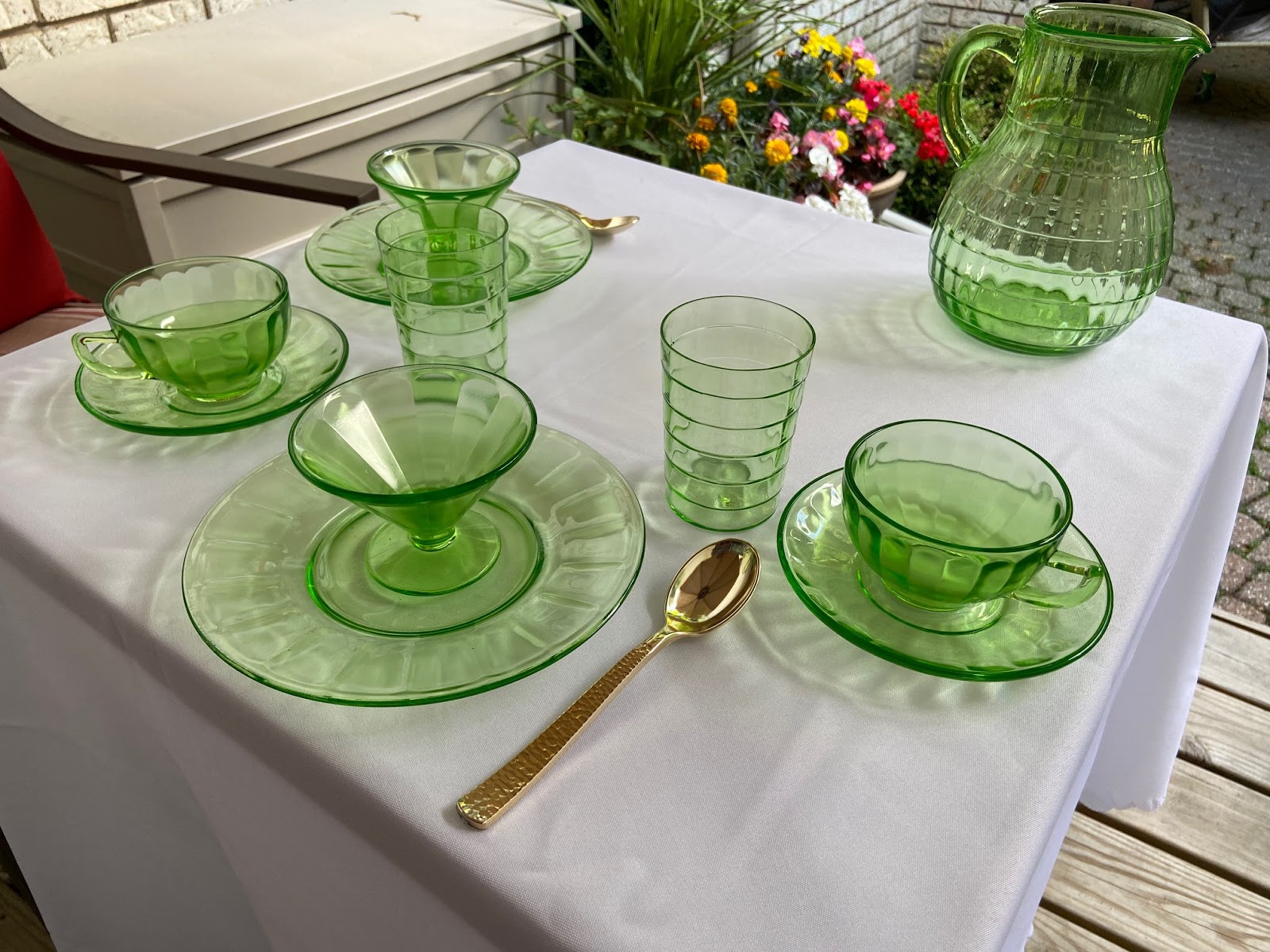 Barb's Tea Shop: June tablescape: Depression glass makes me happy!