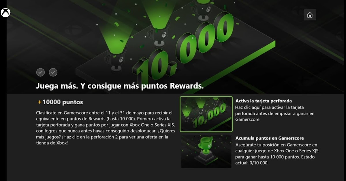 Tarjeta 10.000 Puntos de Gamerscore por puntos Rewards