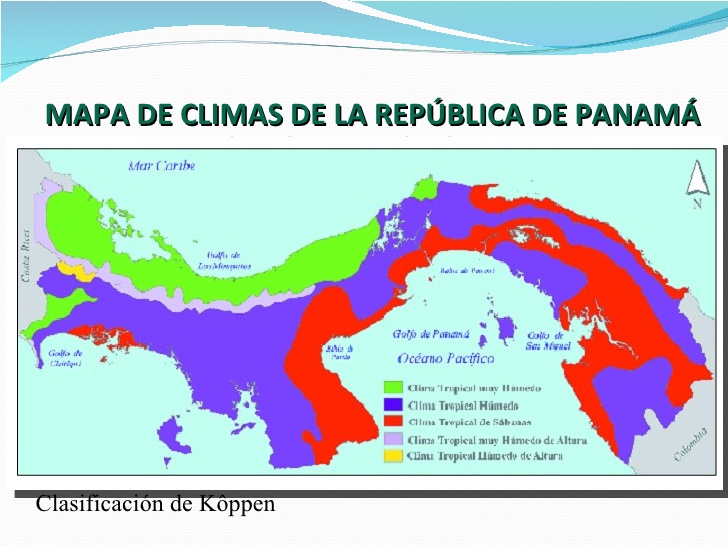 geografia turistica de panama: Mapa de climas de La Republica de Panama