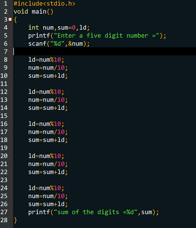 If a five digit number is input through the keyboard, write a program to calculate the sum of ...