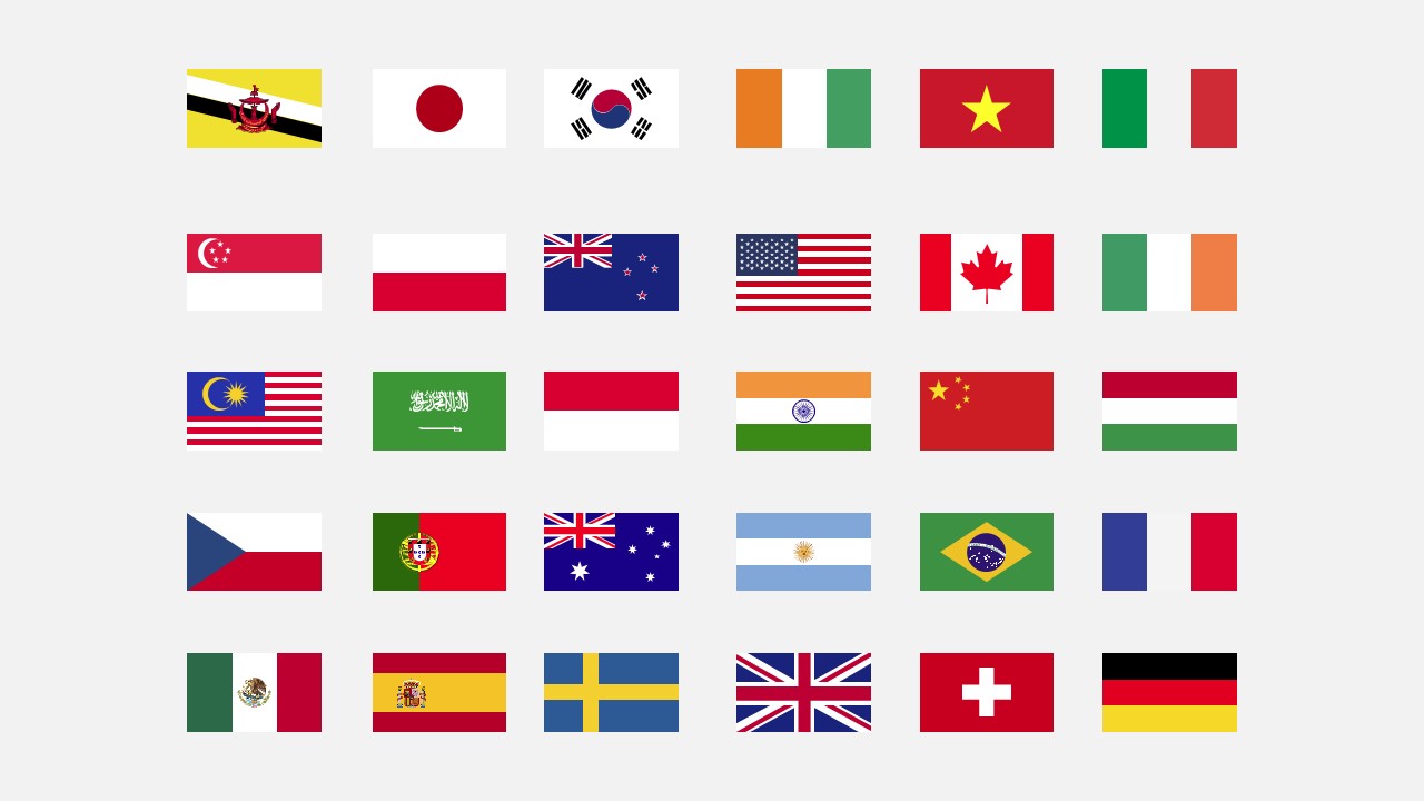 بوربوينت 30 علم لدول أوروبية واسيوية - ادركها بوربوينت
