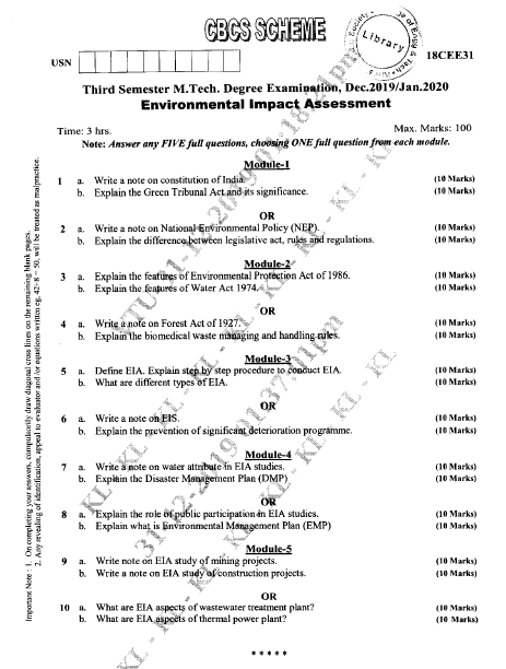 Visvesvaraya Technological University M.Tech. Environmental (CBCS ...
