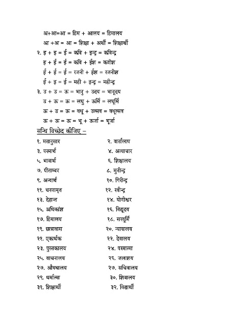 Hindi Grammar Work Sheet Collection for Classes 5,6, 7 & 8: Sandhis ...