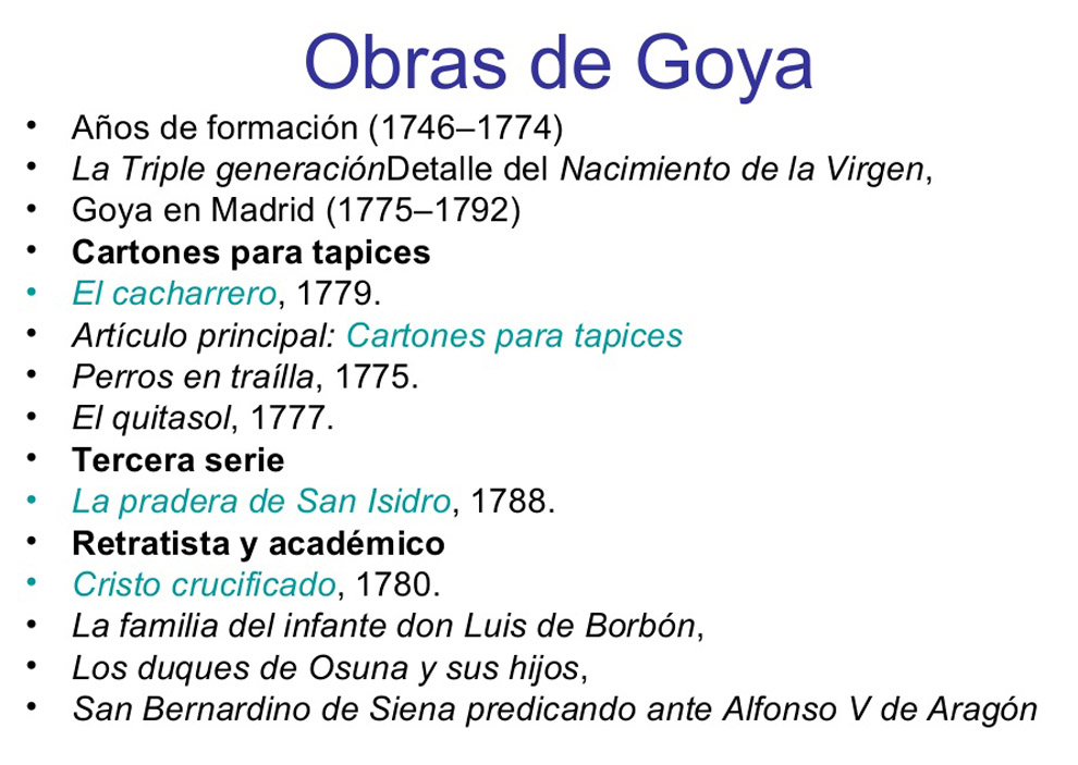 Baúl del Arte: LA EVOLUCIÓN DE GOYA