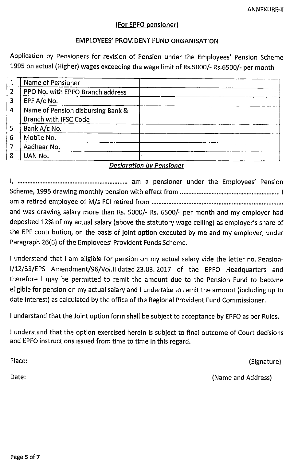 Pension Based on higher salary under provision to para 11(3) of the EPS ...