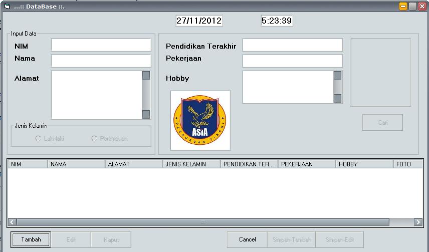 Program Input Data Mahasiswa dengan Visual Basic 6.0 (menggunakan ... Program Input Data Mahasiswa dengan Visual Basic 6.0 (menggunakan ...