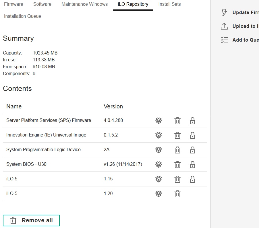 Core four: "Status of other host hardware objects" on HPE Gen10 servers