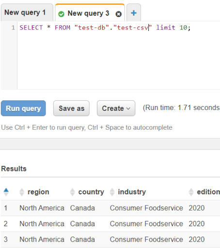 Create an AWS Glue crawler to load CSV from S3 into Glue and query via Athena