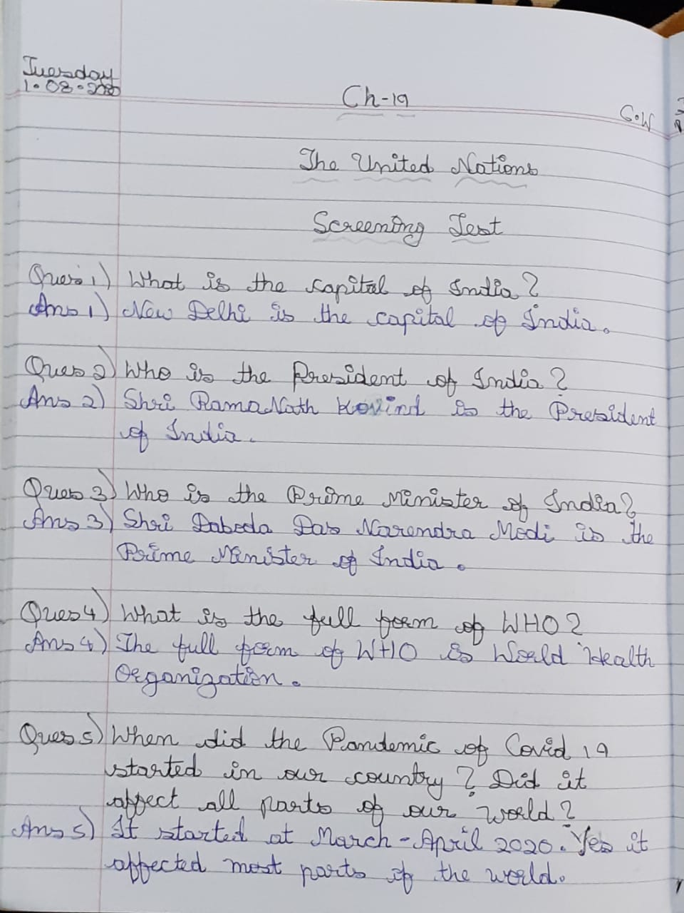 Evs United Nations (Notebook and workbook exercise)