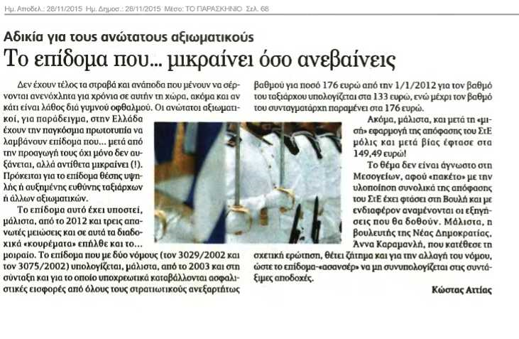 Το επίδομα που.. μικραίνει όσο ανεβαίνεις - ΣΤΡΑΤΙΩΤΙΚΑ ΘΕΜΑΤΑ... ΕΠ ΩΜΟΥ