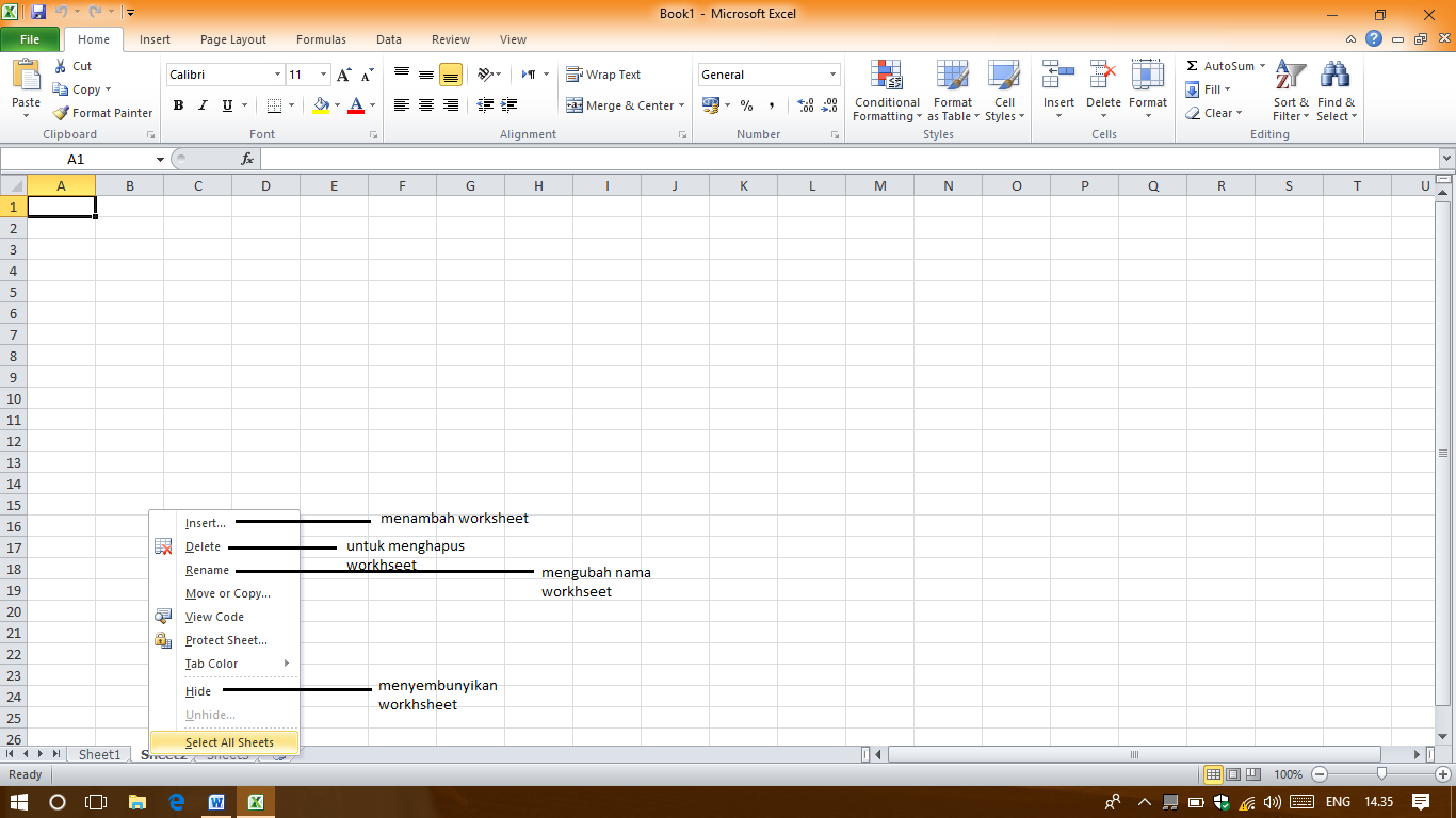 Memahami bagian-bagian worksheet pada Microsoft Excel - fauzi allabsi