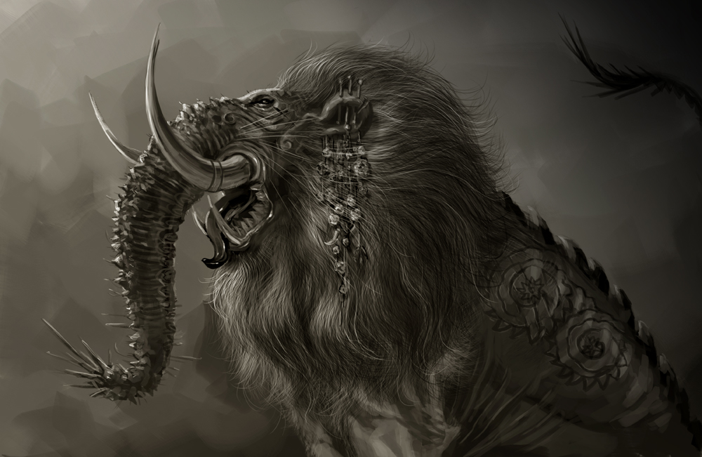 young ginger: Yazhi! The Indian mythical beast.