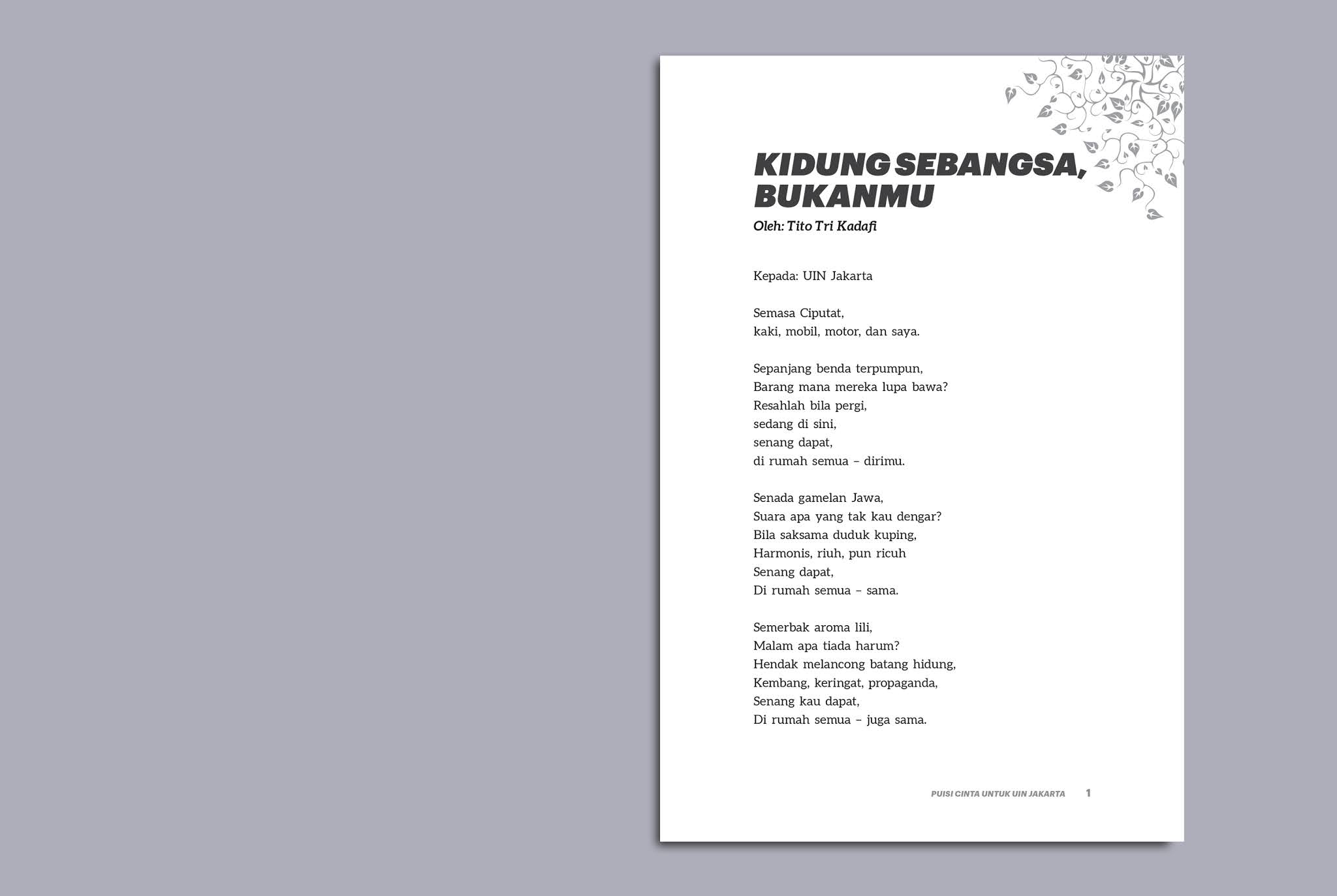 Layout dan Desain Cover buku: Puisi Cinta untuk UIN Jakarta