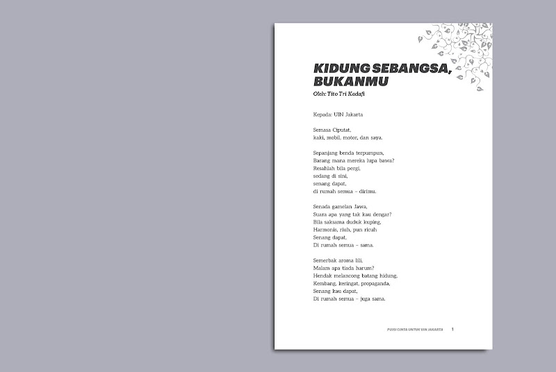 Layout dan Desain Cover buku: Puisi Cinta untuk UIN Jakarta