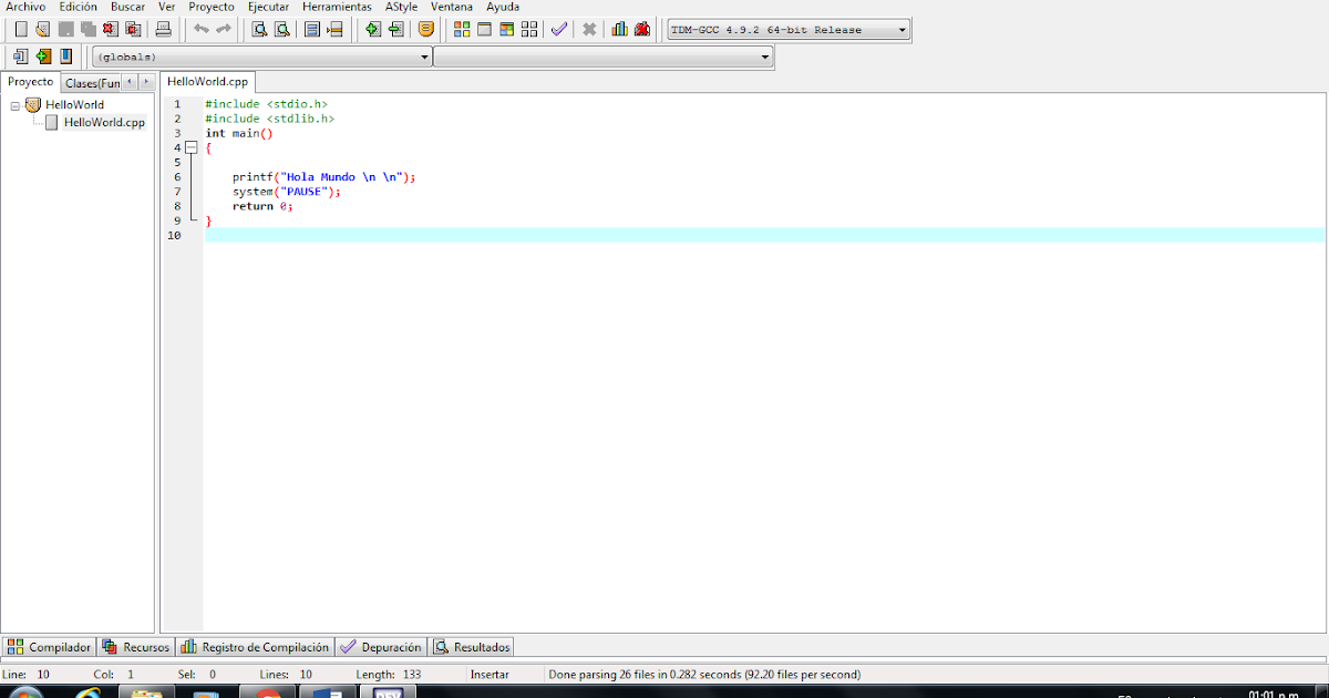 INTERNET Y MI MUNDO: EJECUCIÓN DEL PROGRAMA "hola mundo" EN DEV-C++