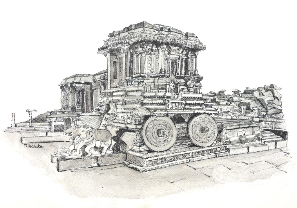 The stone chariot shrine in Hampi