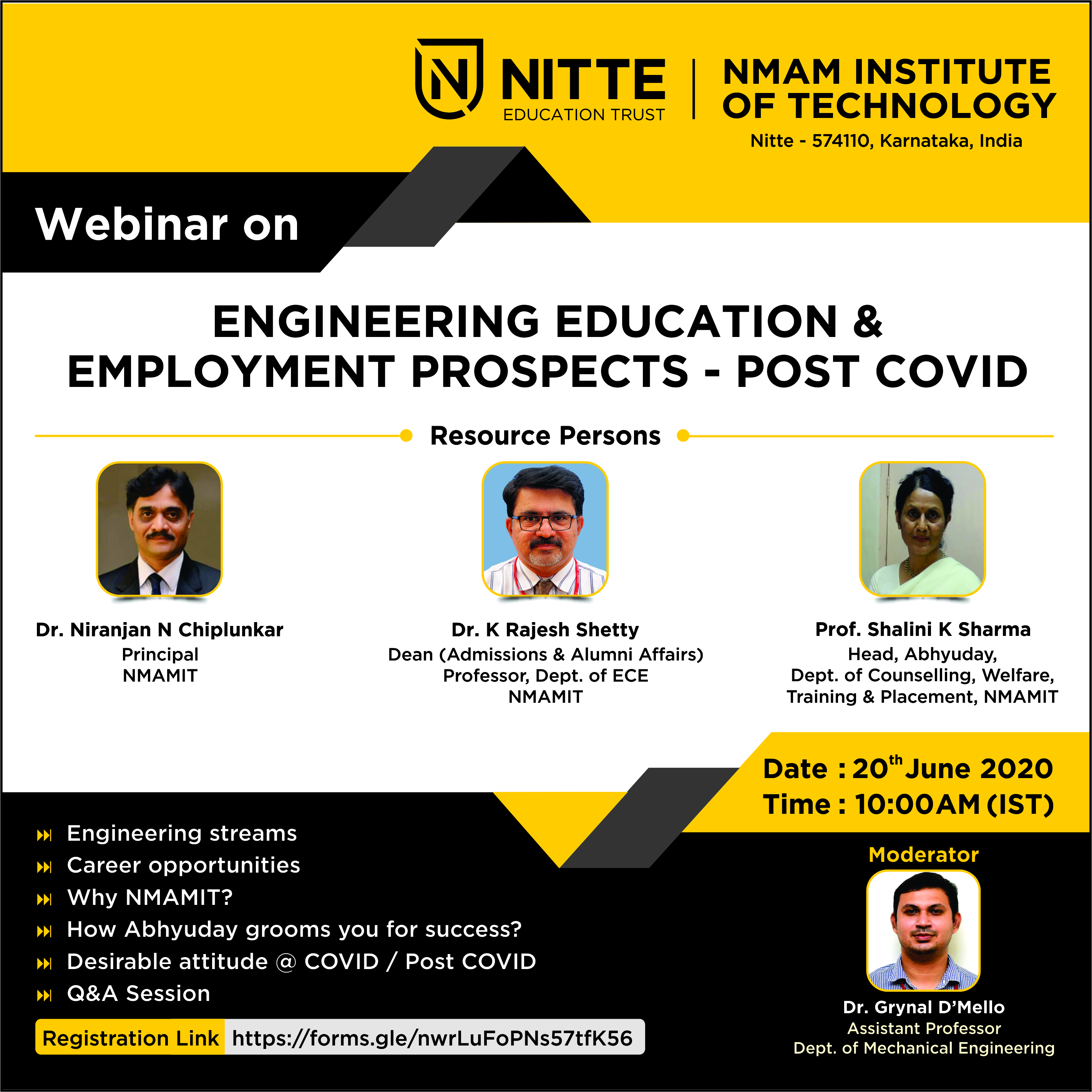 Nitte: News from NMAMIT | Webinar on 'Engineering Education ...