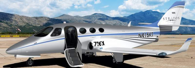 The Stratos 716X is a very light jet that can seat 4 comfortably.