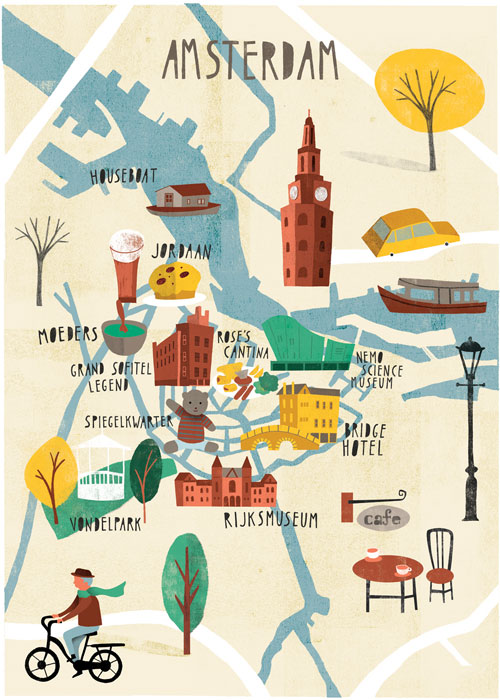 Gary Venn Illustration: Amsterdam Illustrated Map...