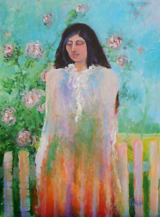 Beverly Fagan Gilbertson Fine Art: "Rosalyn's Roses" floral landscape woman