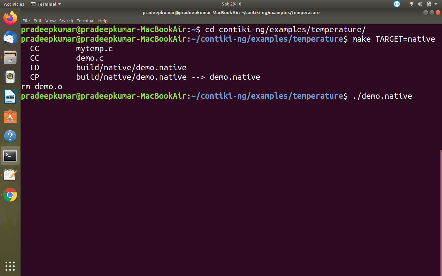 Virtual Sensor implementation in Contiki NG OS