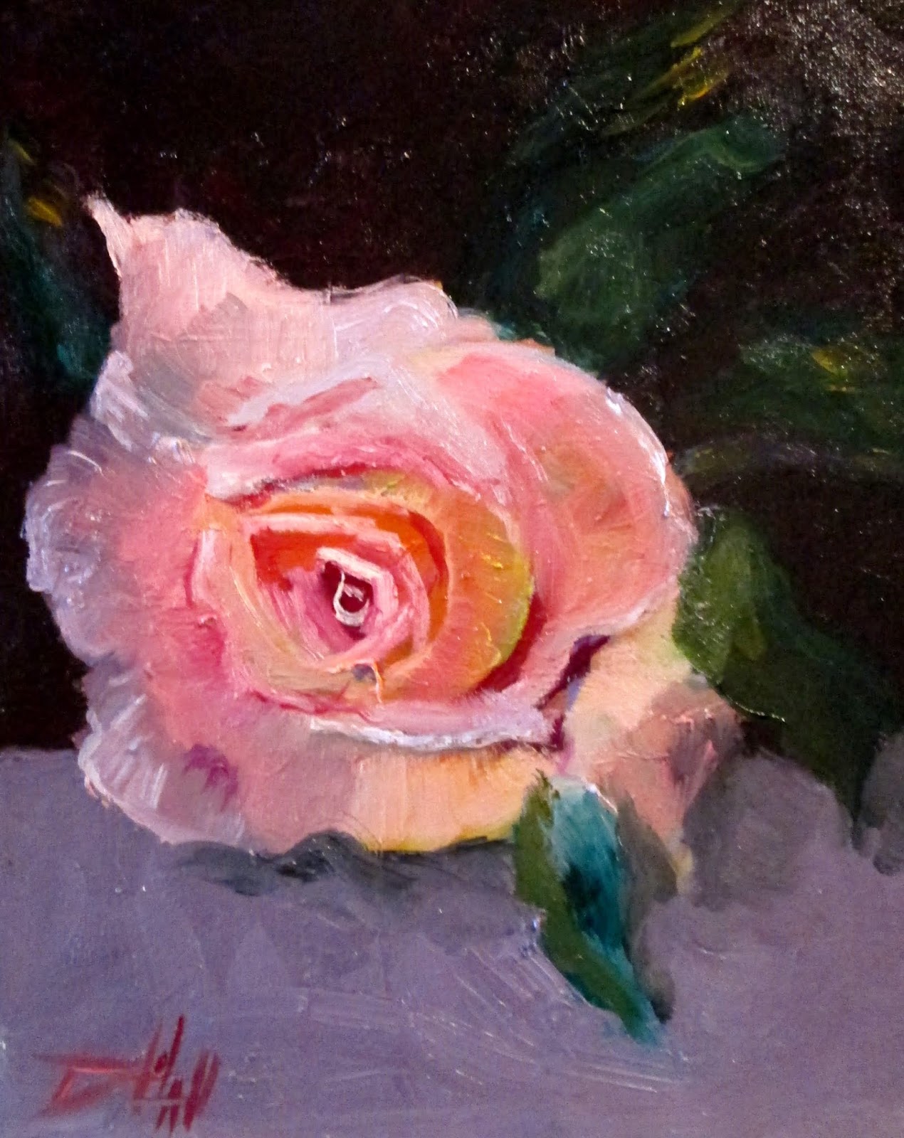 Painting of the Day, Daily Paintings by Delilah: Pink Rose