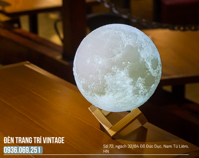 Đèn trang trí Vintage: Đèn mặt trăng - Đèn Decor nội thất - Size 20cm