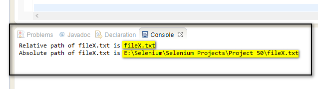 Selenium-By-Arun: 261. Using getPath( ) and getAbsolutePath( ) methods