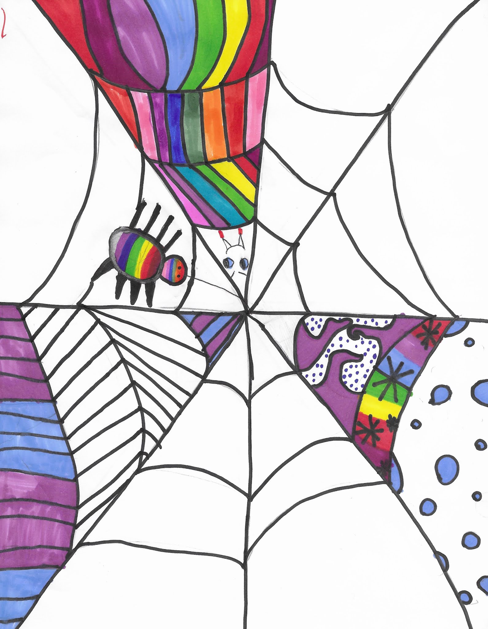 Student Art Gallery: Gr. 3 & 4 Zentangle Spider Webs 2020-21