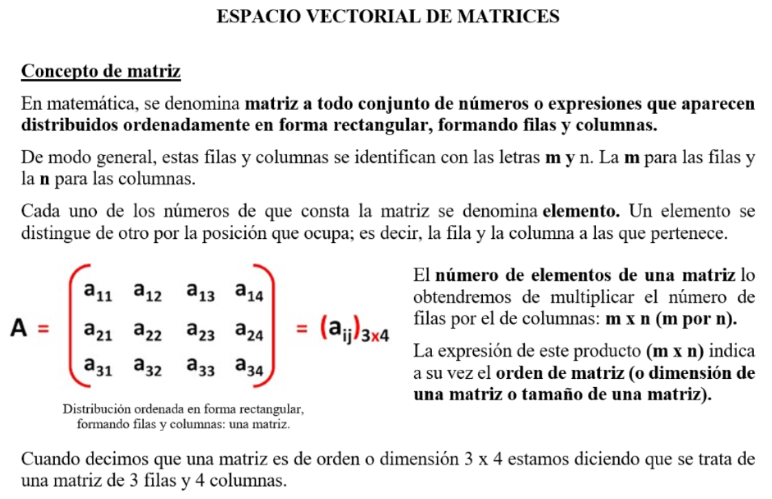 MATECAPICHY: ESPACIO VECTORIAL DE MATRICES