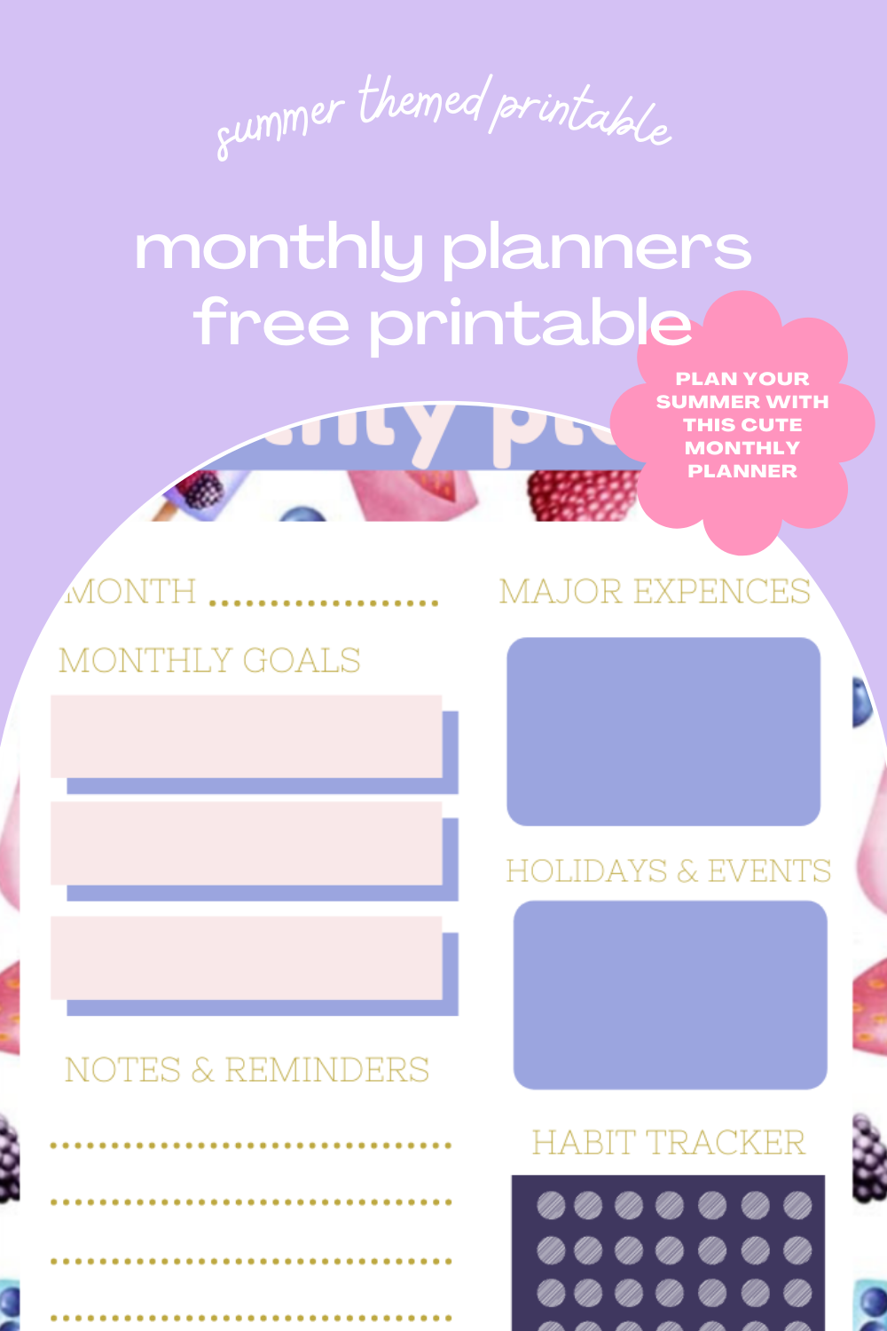 Summer-Themed Printable Monthly Planners {Free Printables} | Home Chic ...