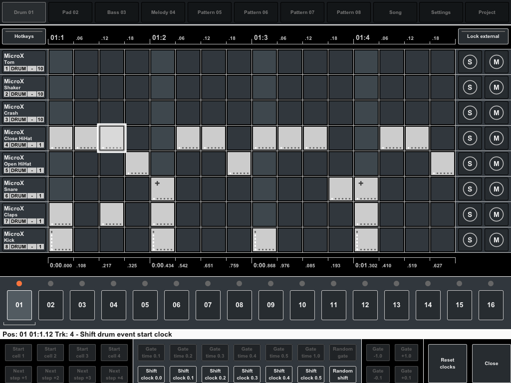 MIDI Pattern Sequencer: MIDI Pattern Sequencer - Manual - Shift clock