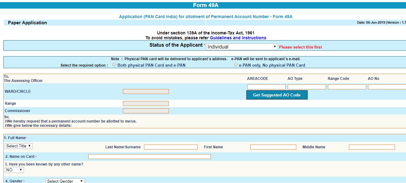 Apply New Pan Card through UTIITSL