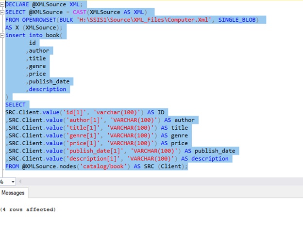 Microsoft Business Intelligence Storing The Xml Data Into Rows And Columns In The Table 6211