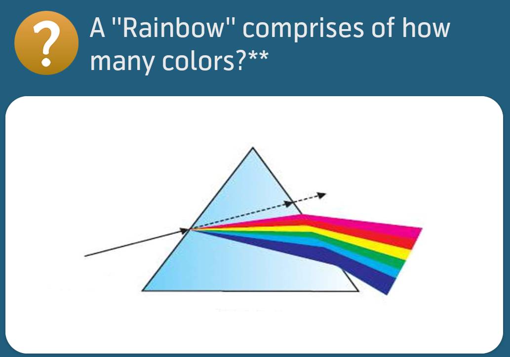 A Rainbow comprises of how many colors?
