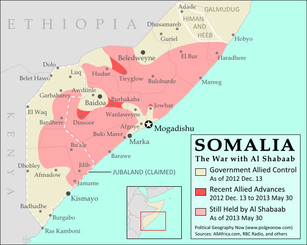 Somalia Control Map & Timeline - August 2017 - Political Geography Now