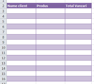 Functia ROW - exemplu Zebra Stripes - Invatam Excel